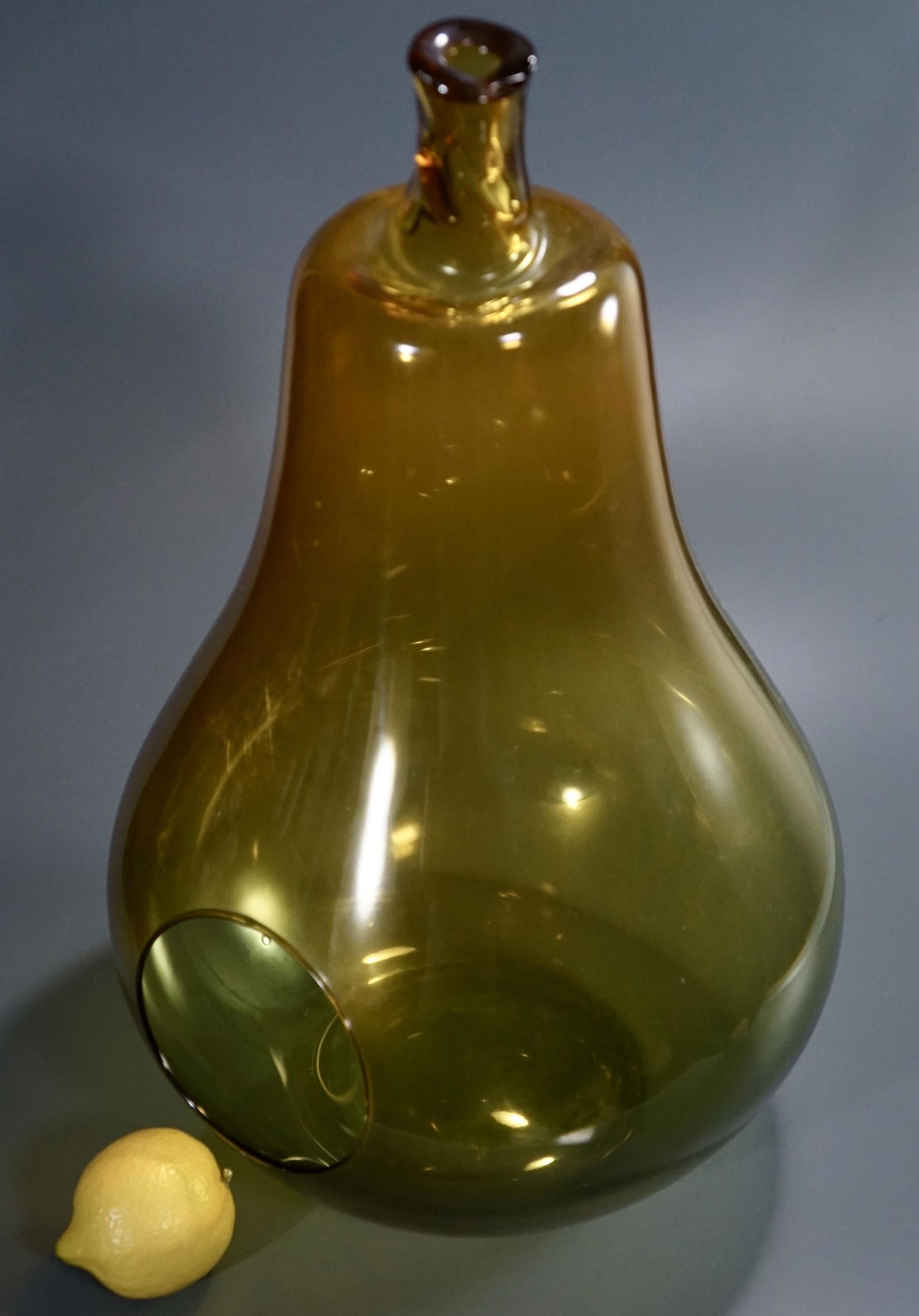 Large Pear Shaped Terrarium Plant Bottle Planter Amber