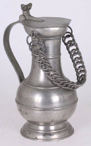 Swiss Pewter Wine Flagon (bauchkanne)