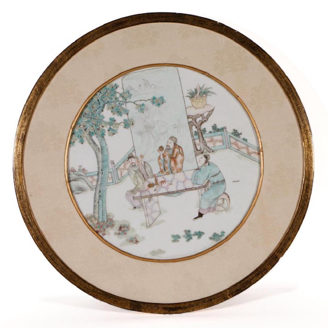 CHINESE CIRCULAR PAINTED TILE, QING DYNASTY