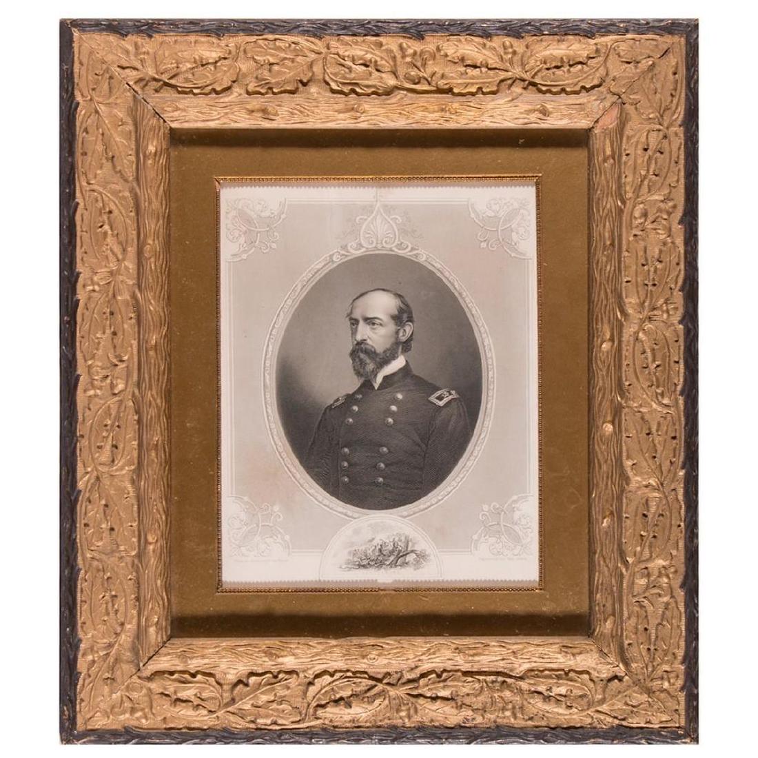 A 19th century print of a civil war general.