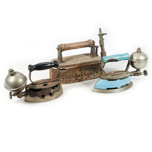 Two Kerosene heated clothes irons. And a gas heated iron. (#0175) on ...