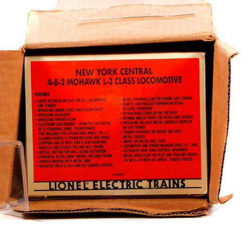 Lionel 6 18009 Nyc 4 8 2 Mohawk L 3 Class Loco Original Box