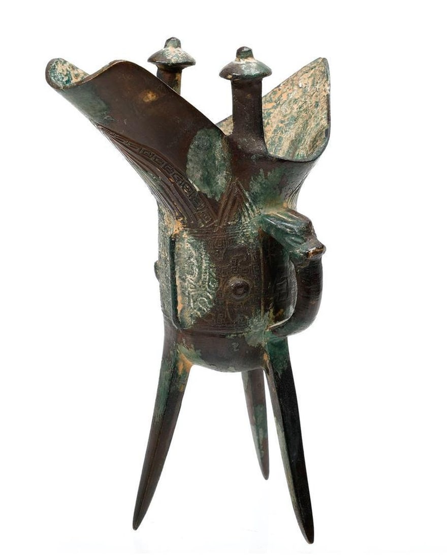 Small Chinese Bronze Libation Vessel. Auction