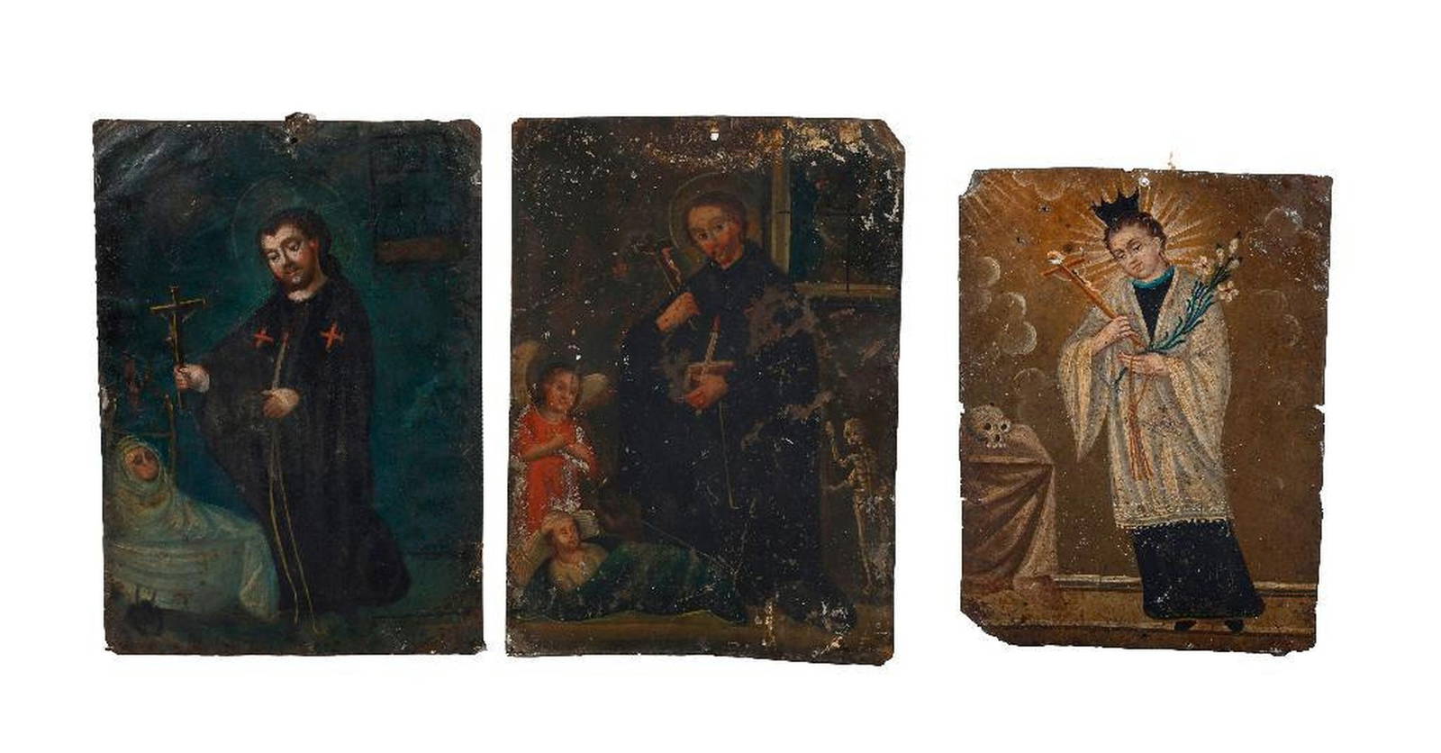 Three Mexican Retablos Of Saints. Auction