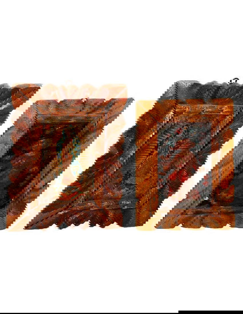 Two Mexican Retablos In Carved Frames. Auction