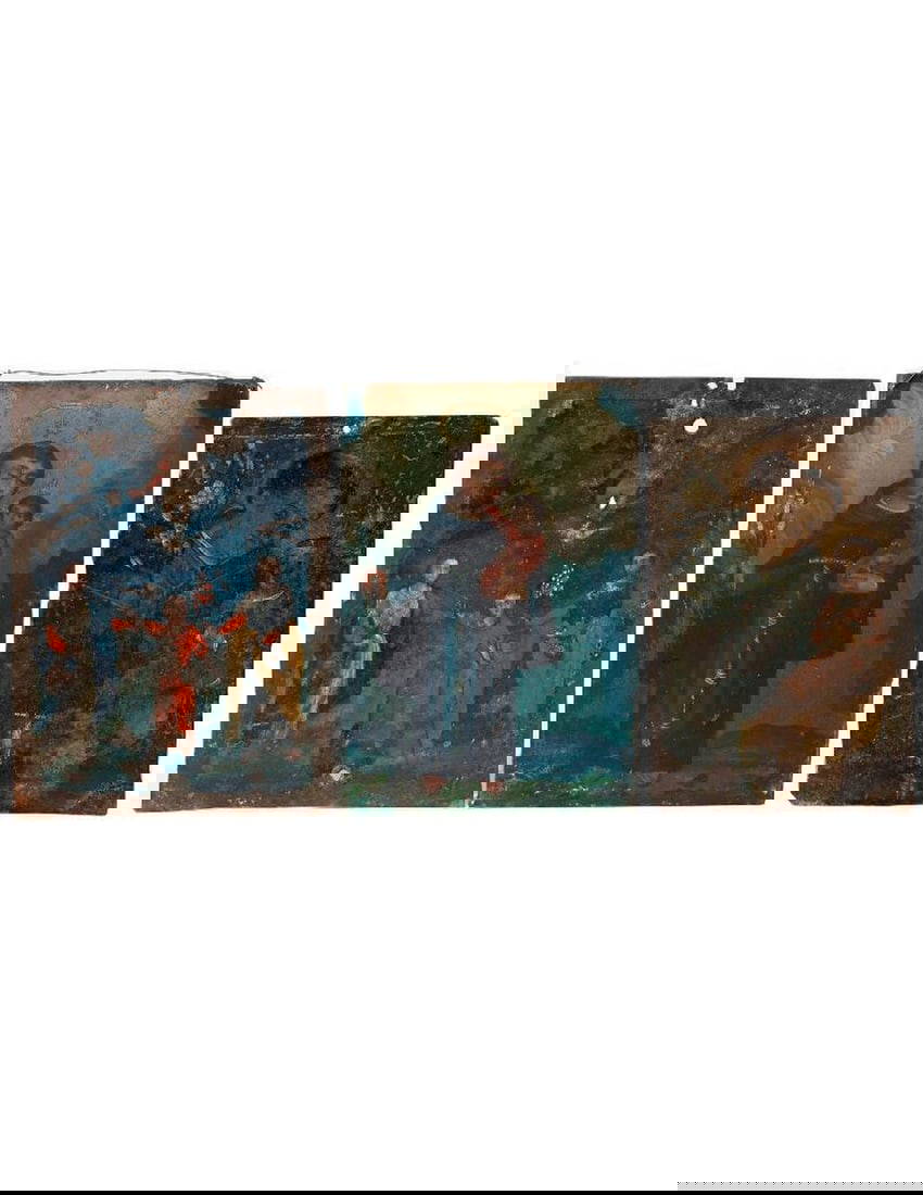 Three Mexican Retablos Of Saints And Holy Family. Auction