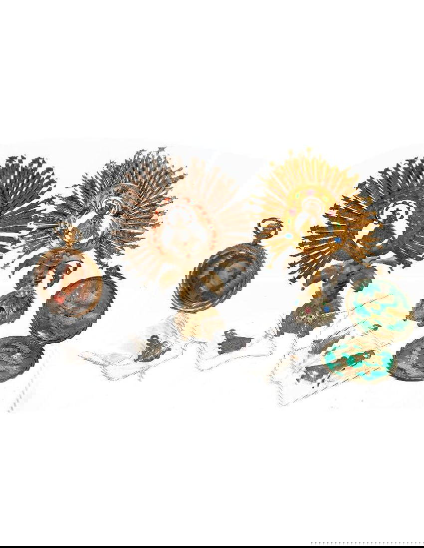 Two Miniature Monstrances, With Devotional Items. Auction