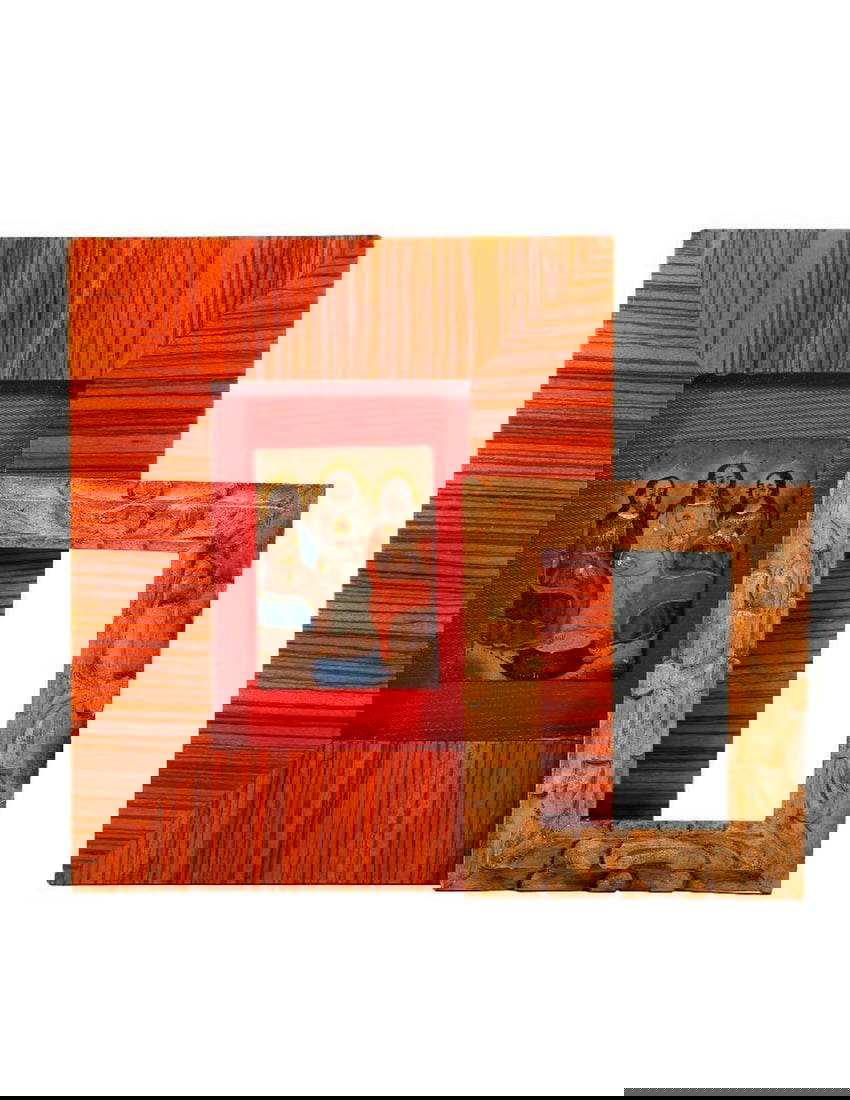 A Mexican Retablo Of The Trinity, With Carved Frame. Auction