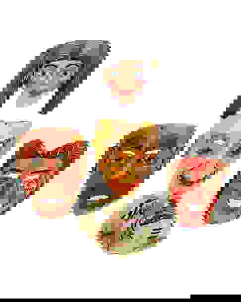 Five Painted Wood Masks. Auction