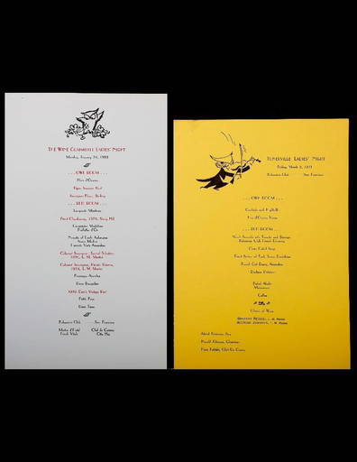 Two Bohemian Club Ladies Night Menus 2 1971 1983