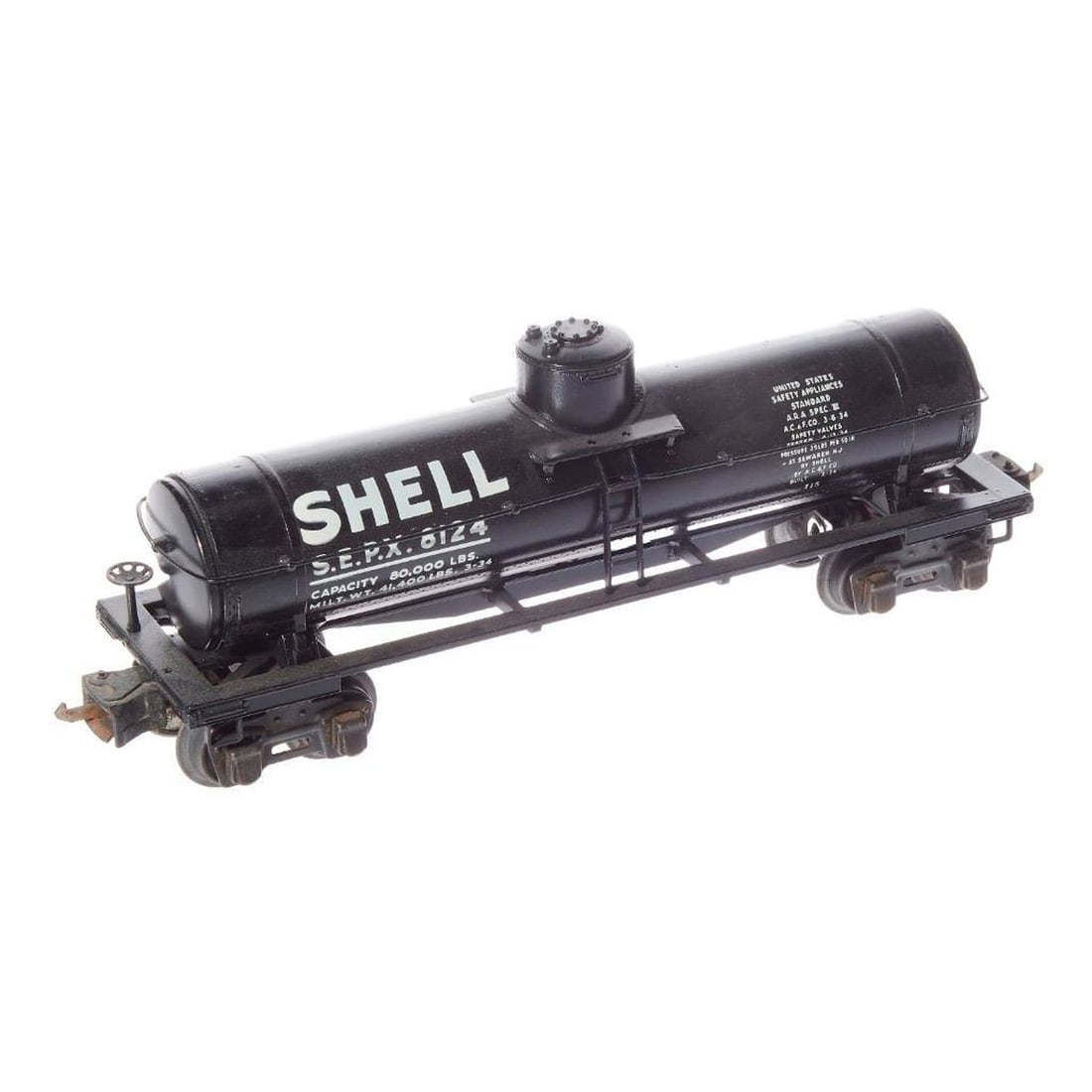 Lionel O Gauge Prewar 8124 Black Shell Tank Car Auction