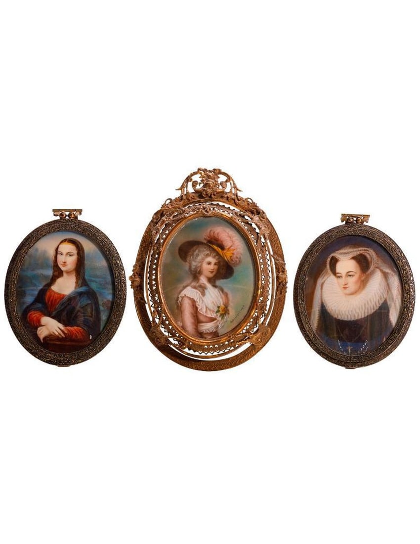 Three Framed Miniature Portraits, 20th Century Auction