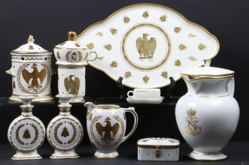 SEVRES PORCELAIN COVERED PITCHER AND NAPOLEONIC MOTIF