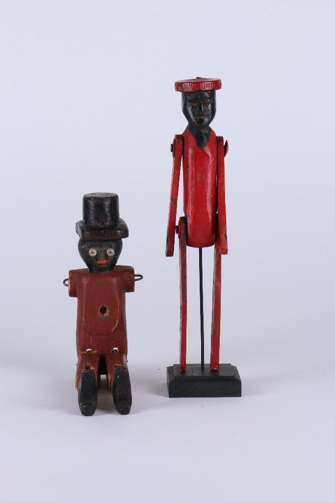 TWO VINTAGE BLACK FOLK ART 'DANCIN DAN' FIGURES