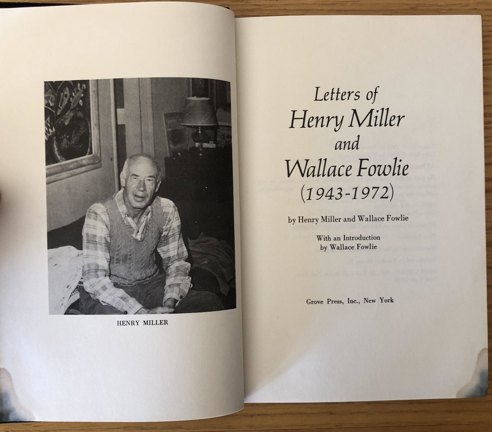 Letters Of Henry Miller And Wallace Fowler First
