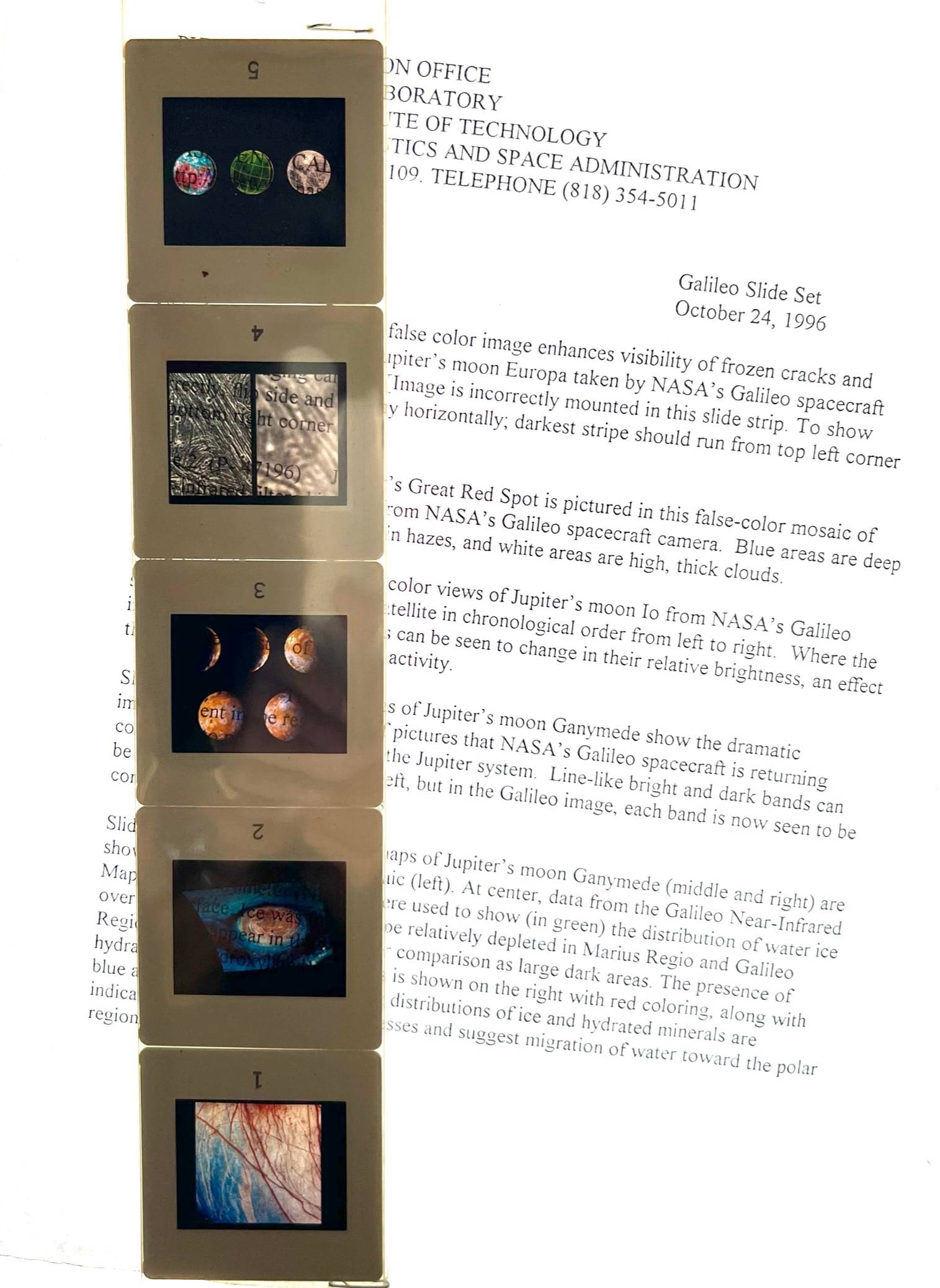 Nasa 35mm Vintage Negatives. Galileo Slide. Ex Nasa Astronaut ...