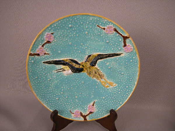 Majolica Holdcroft Stork In Flight Plate