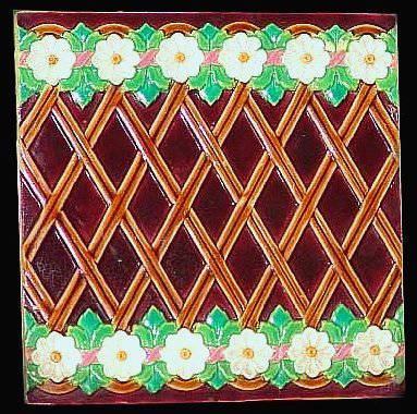 Minton Majolica 8" Tile Decorated With Daisy And T