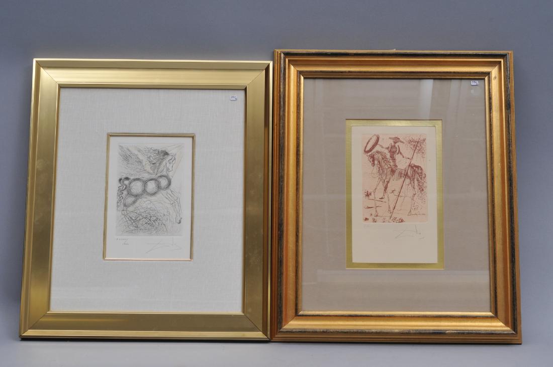 Two Salvador Dali Original Etchings. (1) "pegasus"