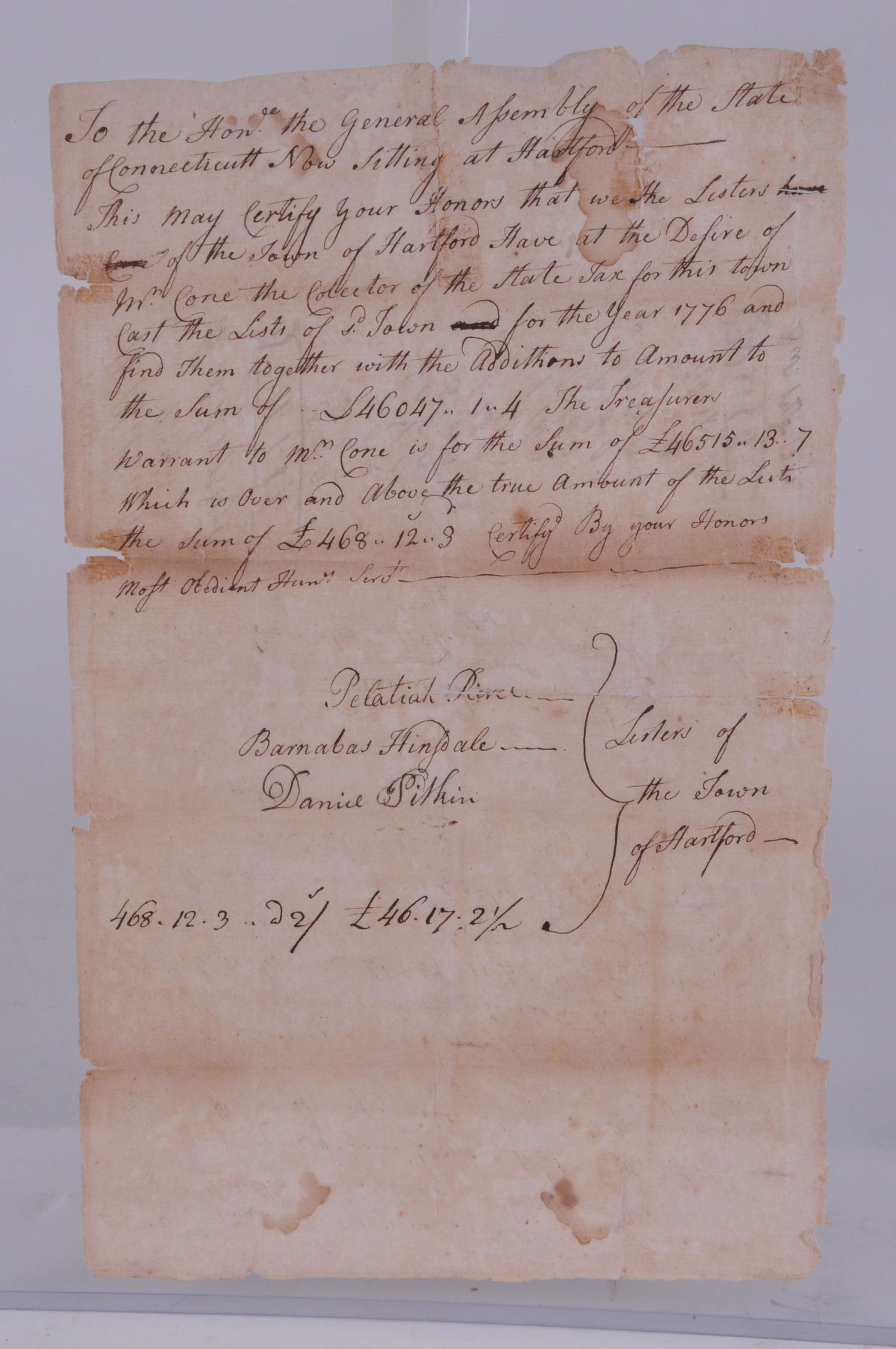 Revolutionary War 1776 Document from the Town of - Nov 24, 2019 ...