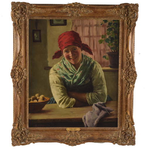 Emil Rau Oil On Canvas Portrait Painting