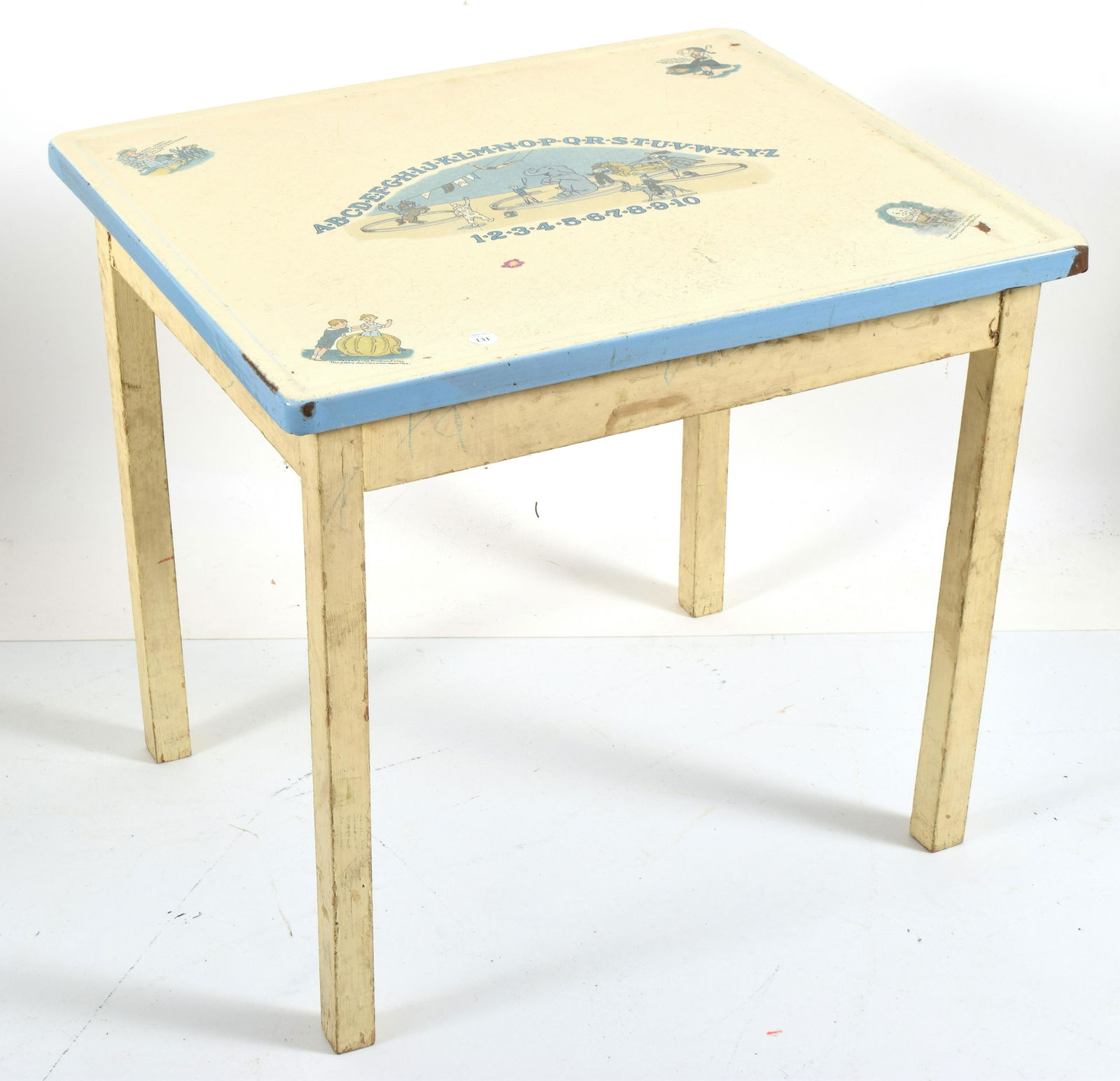 Nursery Rhyme And Circus Enameled Childrenâ€™s Table.