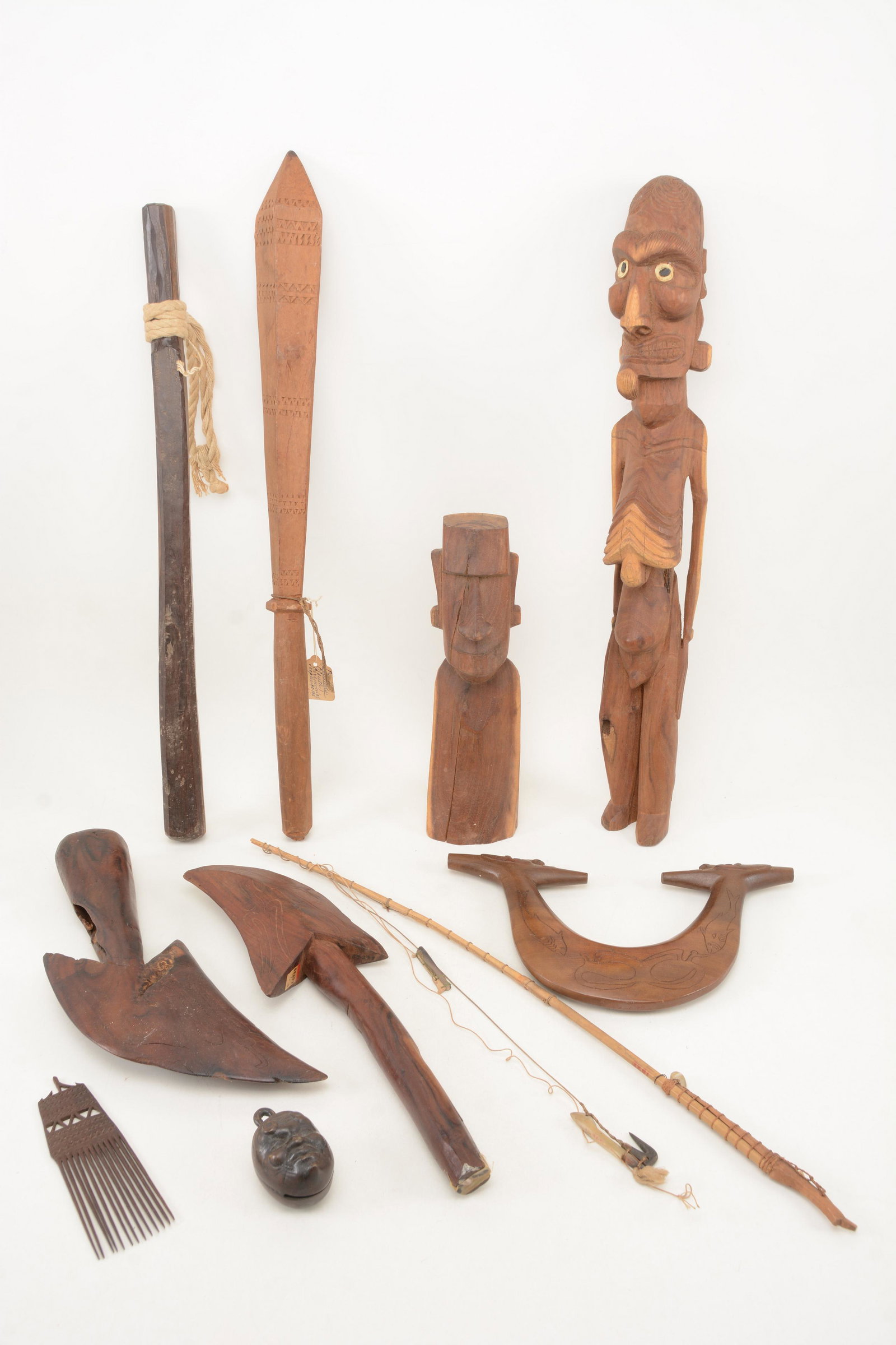 Pacific And Easter Island Wood Carvings. To Include