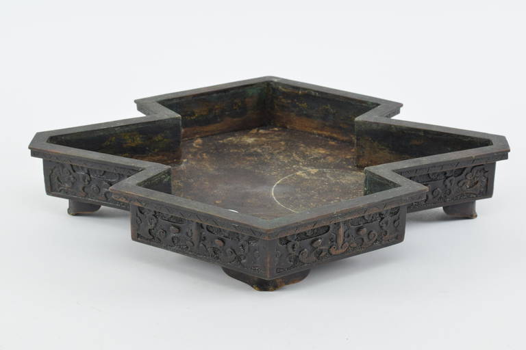 Bronze Plant Stand. Japan. Early 20th Century. Caltrop