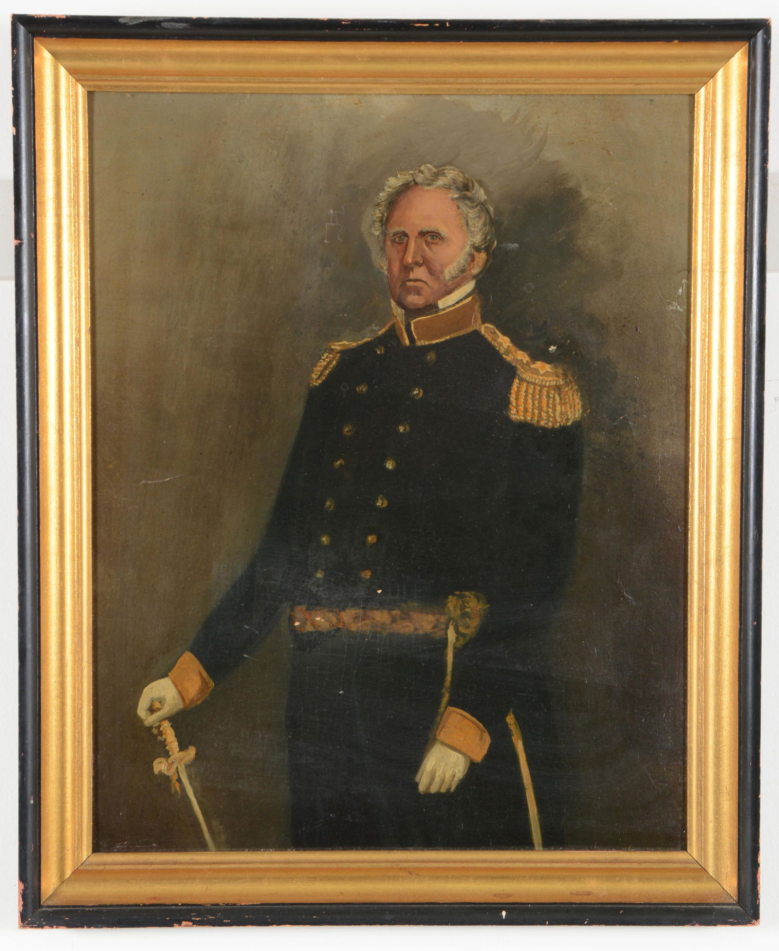 19th century folk art portrait of General Winfield Scott in uniform ...