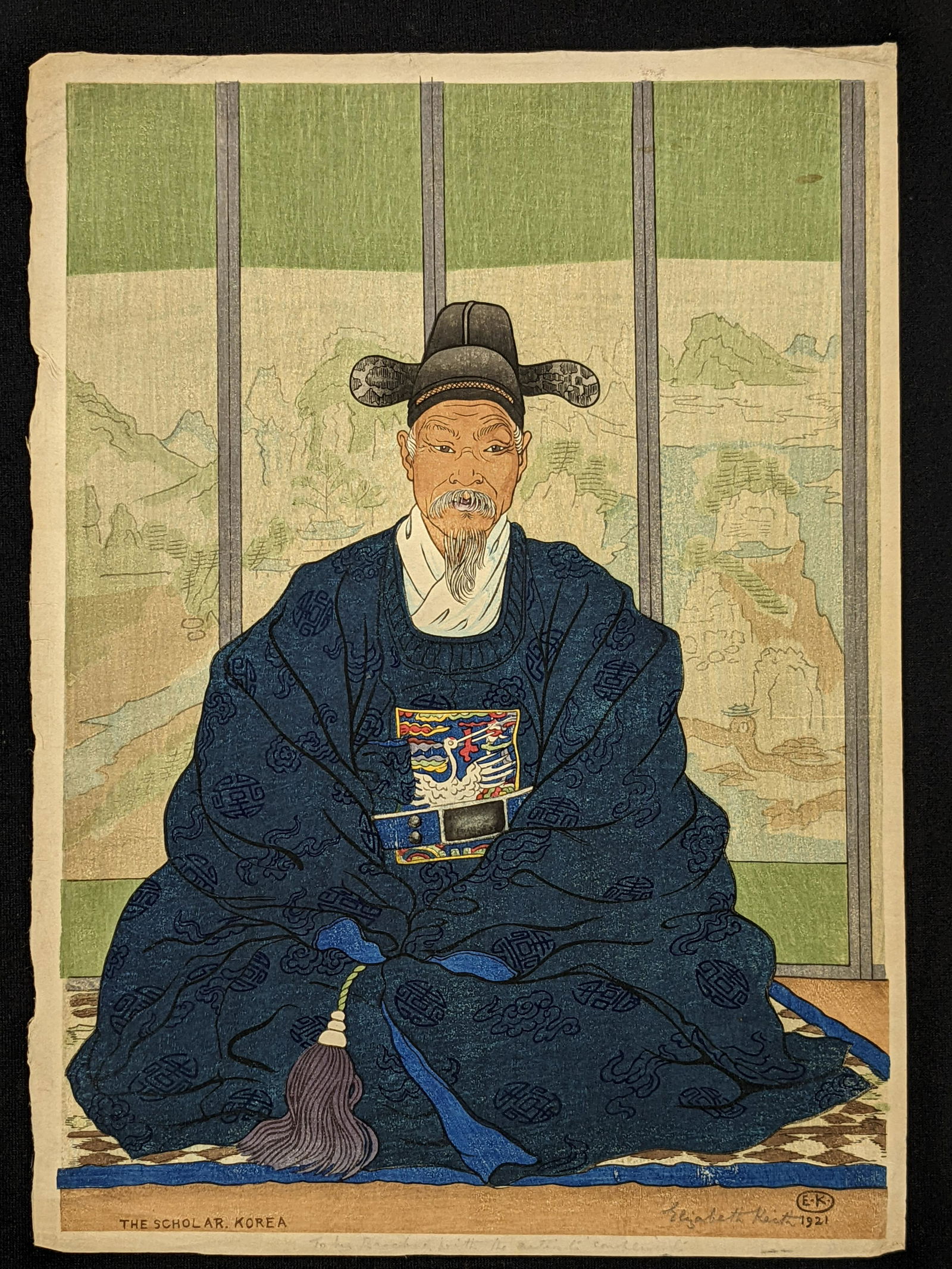 Elizabeth Keith. "the Scholar, Korea". Original Color Woodblock Print ...
