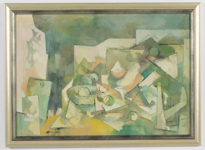 Samuel Bookatz. Abstract still life. Oil on canvas. Framed. Signed ...