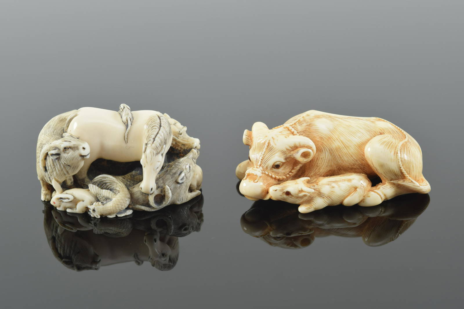 Lot Of 2. Japan. 19th Century. Netsuke Of The Animals Of The Zodiac And ...