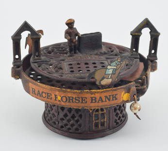 Cast Iron Mechanical Race Horse Bank