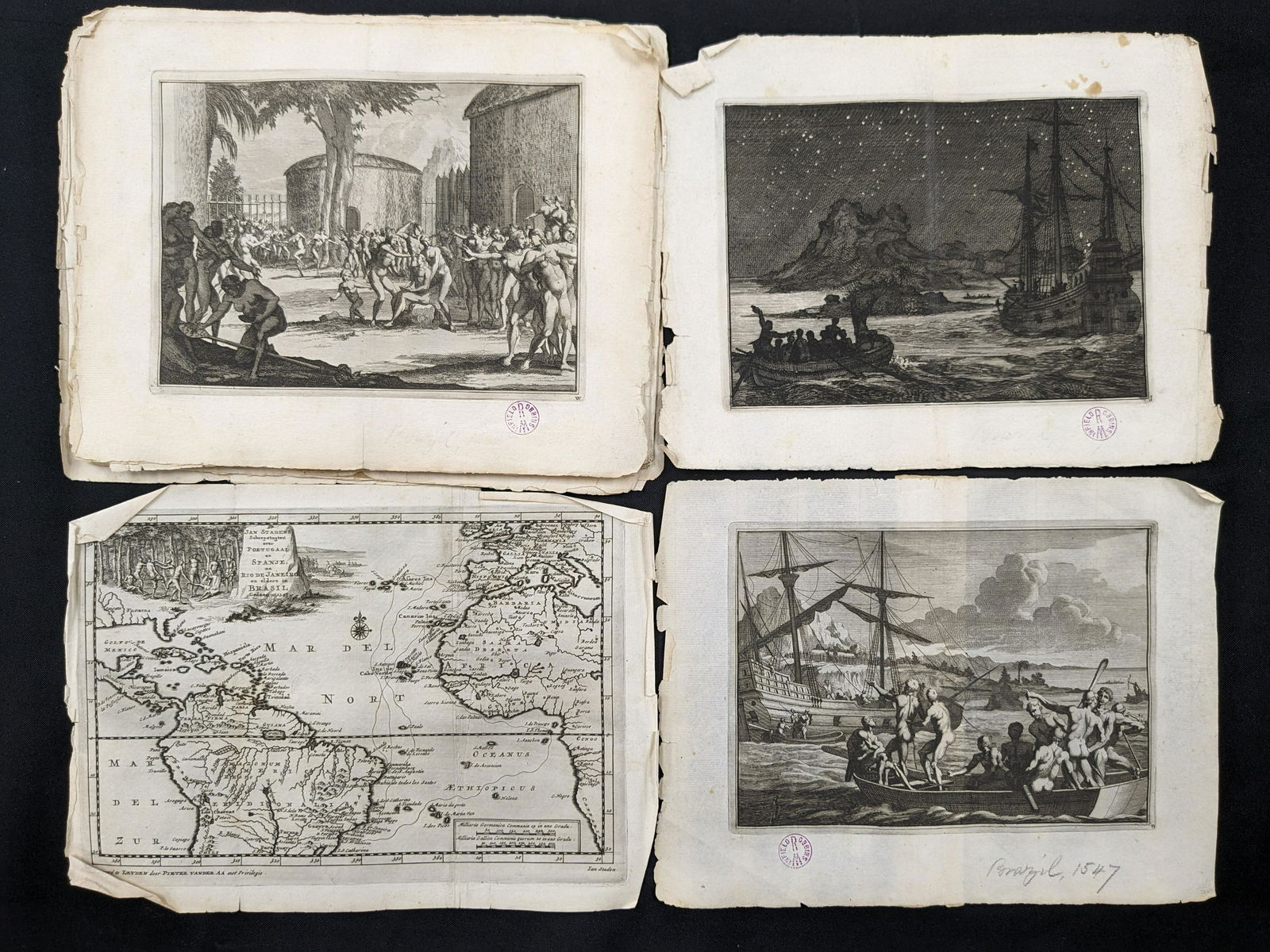 Hans Staden. 17th Century Book Plates And Map Recounting His Journey To ...