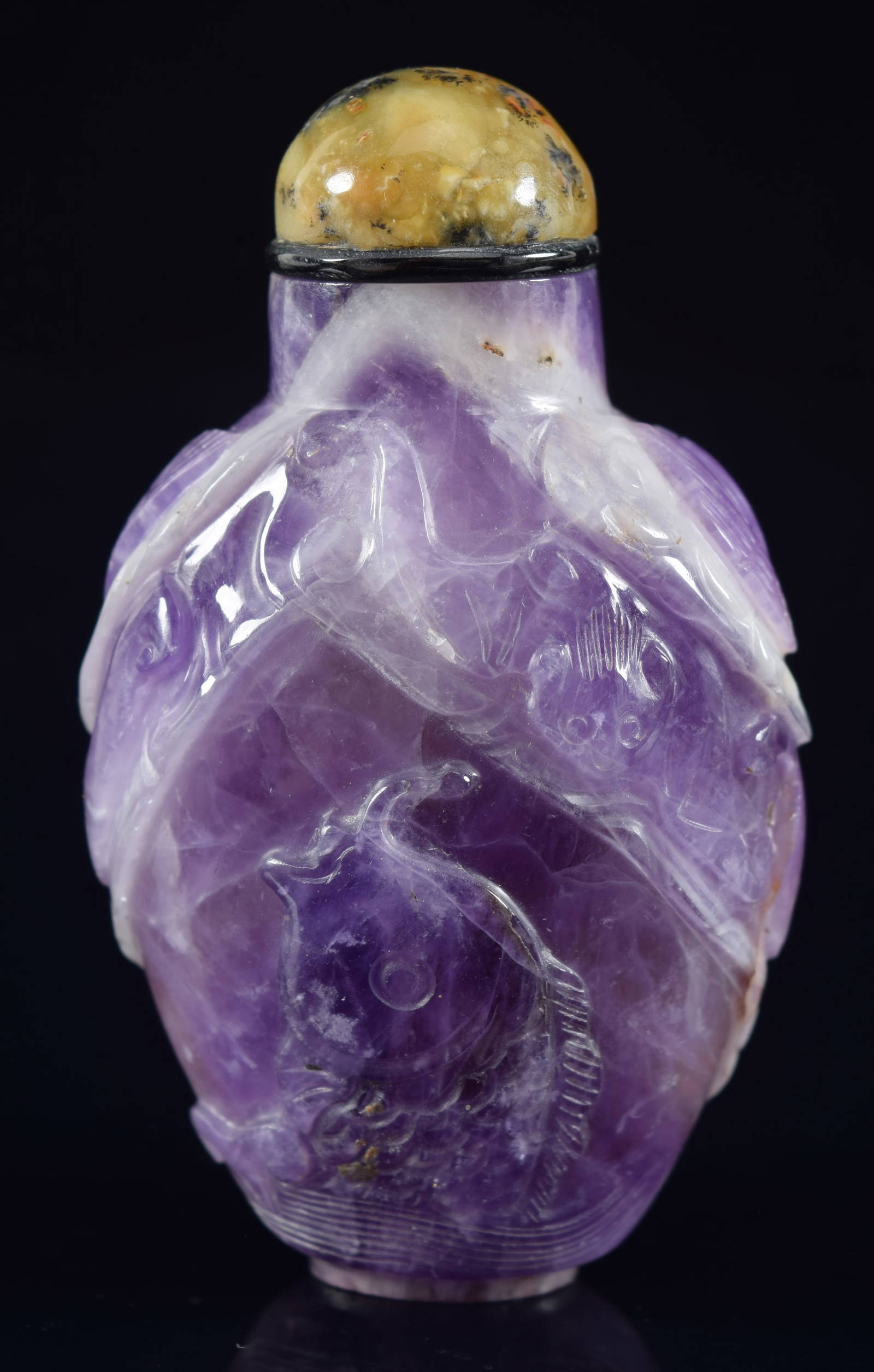 Amethyst Snuff Bottle. China. 19th Century. Banded Stone Carved With ...