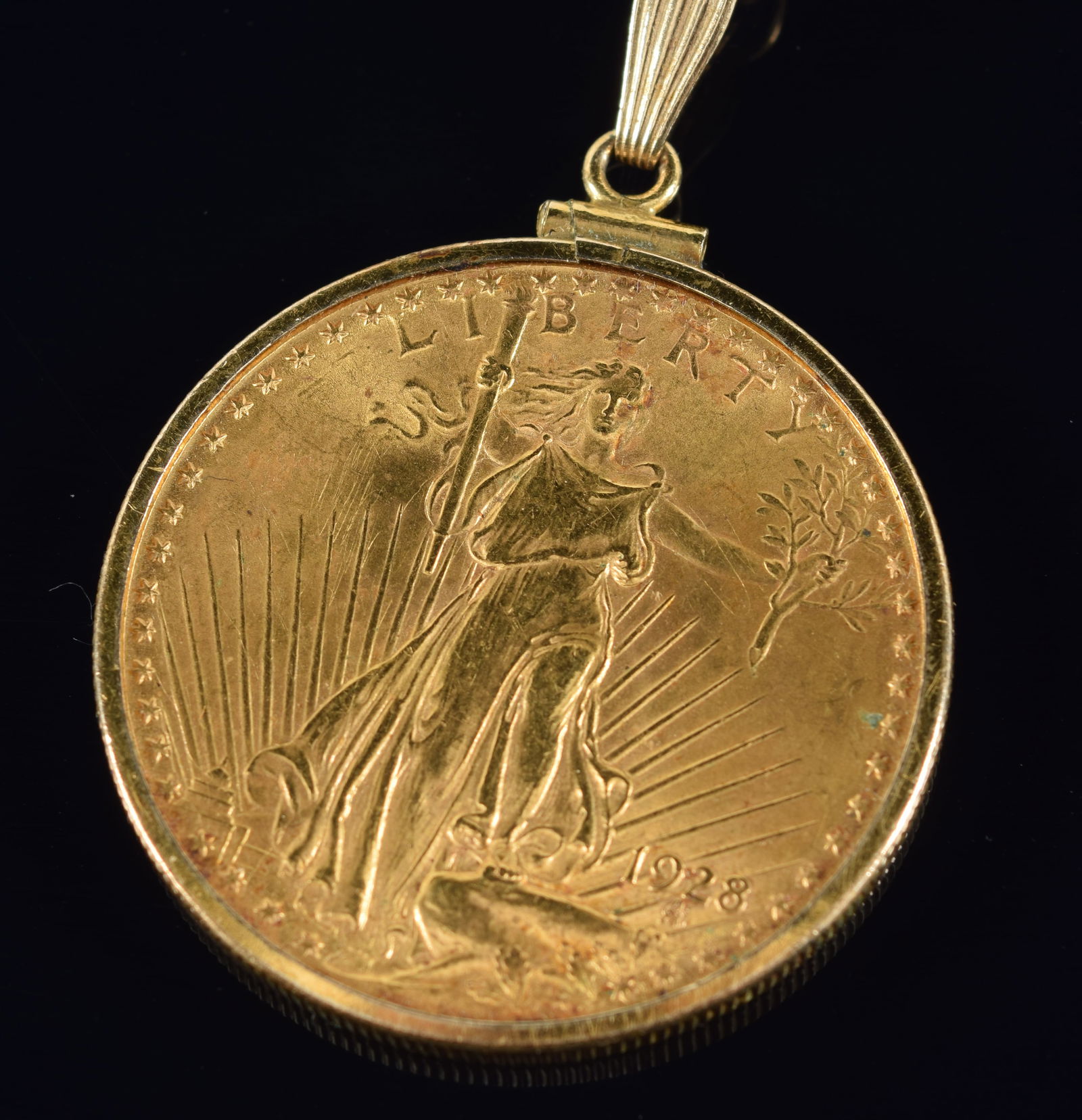 1928 Saint-gaudens U.s. $20 Gold Double Eagle Coin. Mounted As A ...