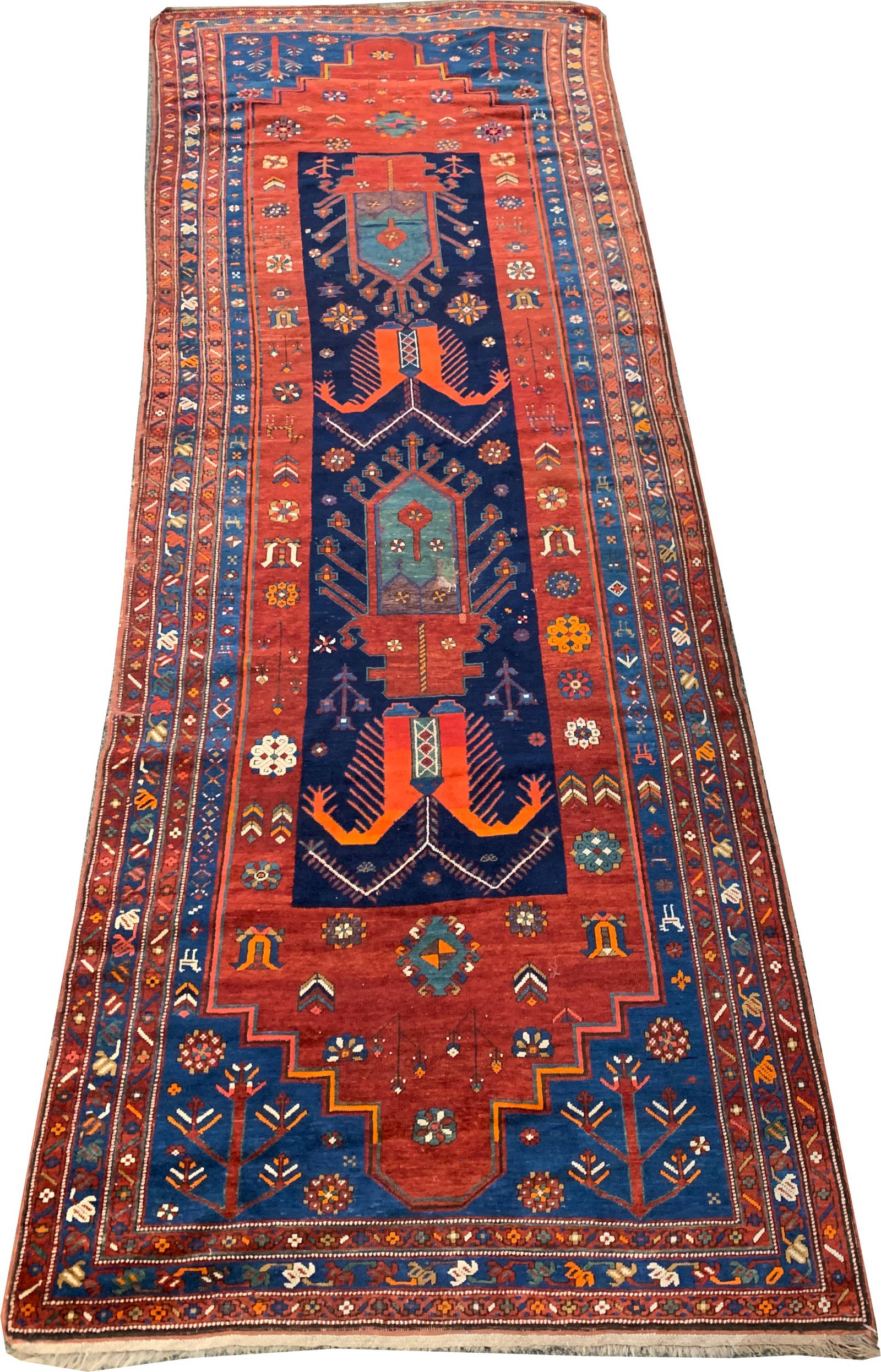 Antique Caucasian Hall Runner Carpet. 63 X 168in. Auction