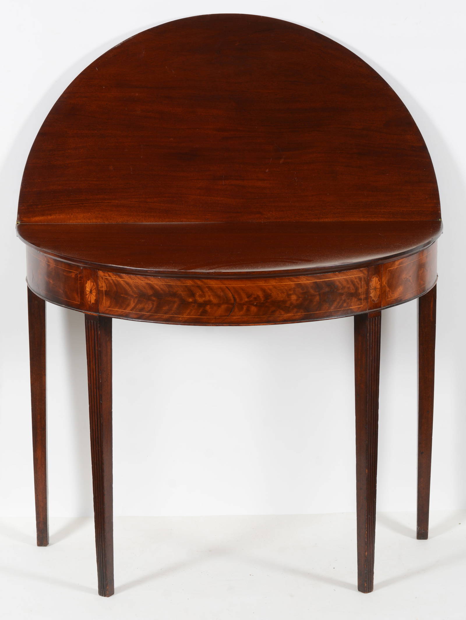 Newport Federal Demi-lune Games Table With Chip Carved Edge And Inlaid ...