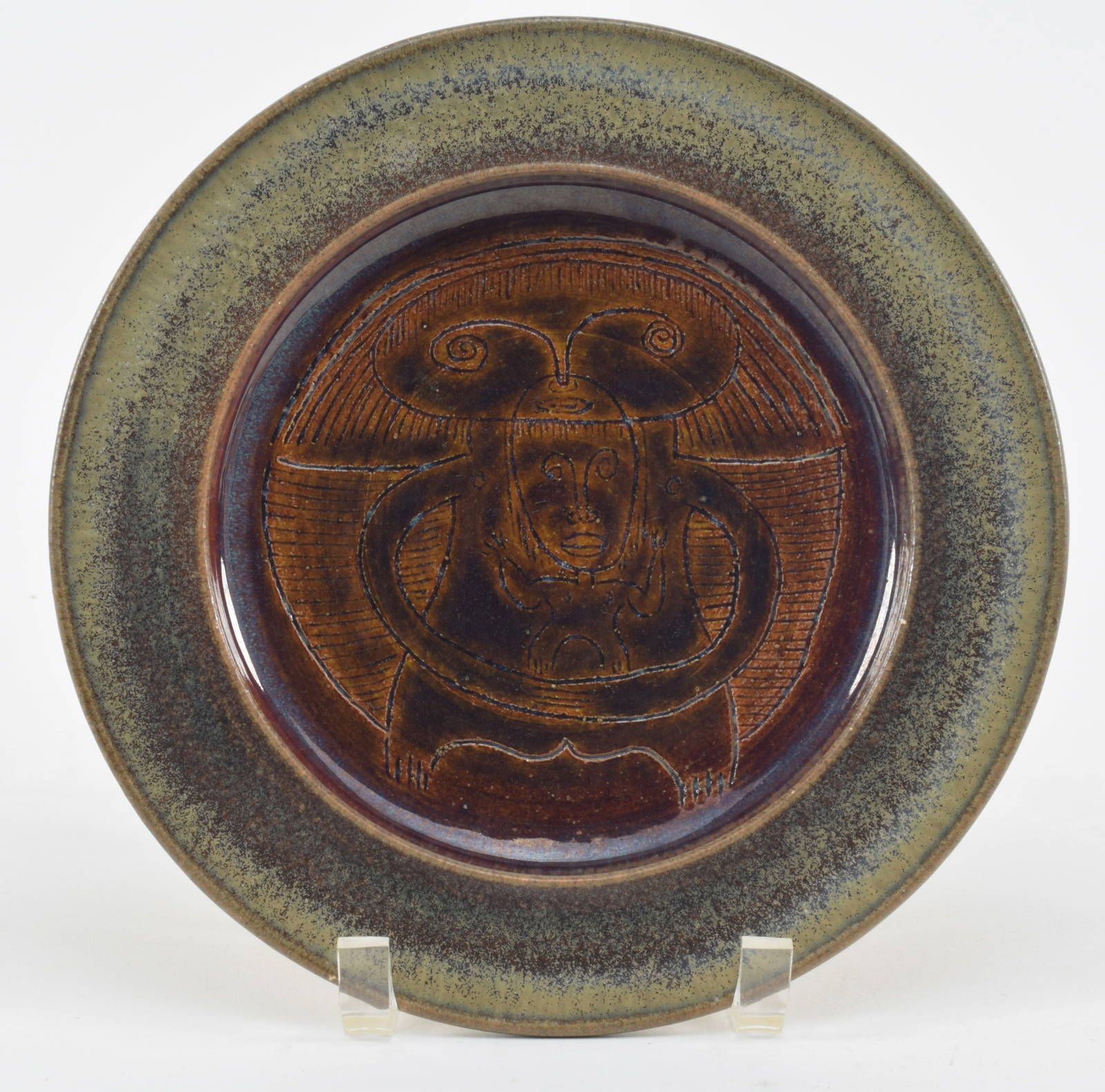 Edwin And Mary Scheier Pottery Deep Plate With Poly Chrome Glaze And ...