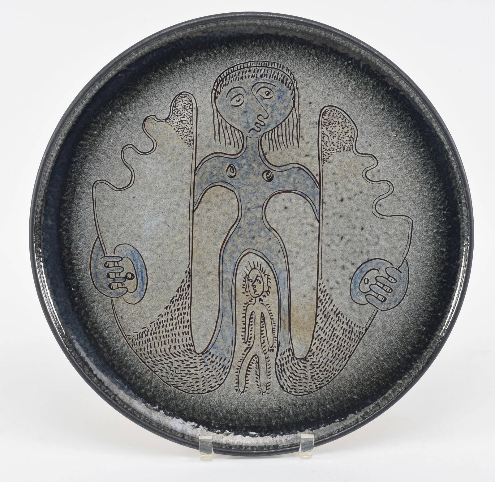 Edwin And Mary Scheier Pottery Charger With Poly Chrome Glaze And ...