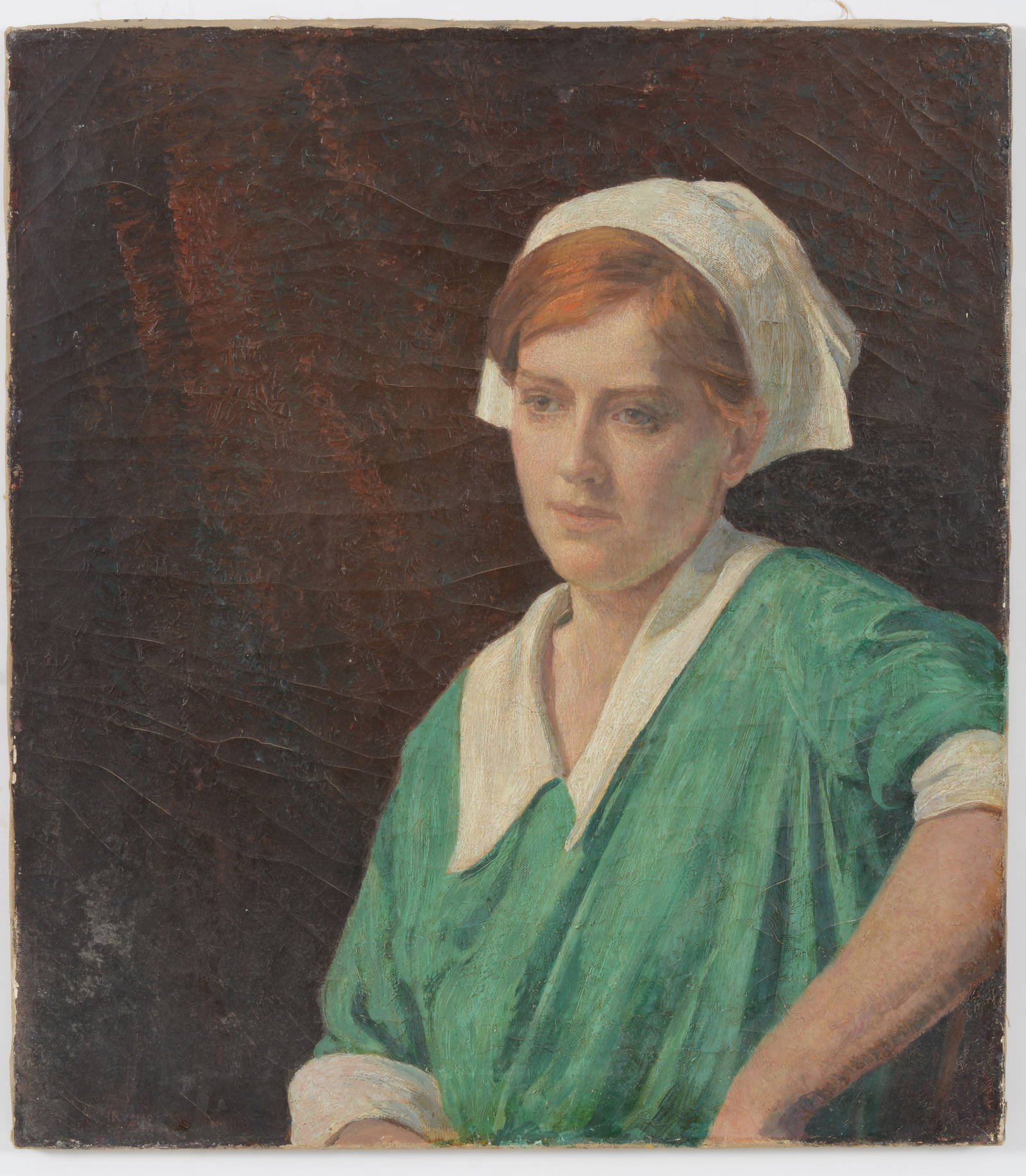 Wilson Irvine. "alice". Portrait Of A Young Woman In Green Dress And ...