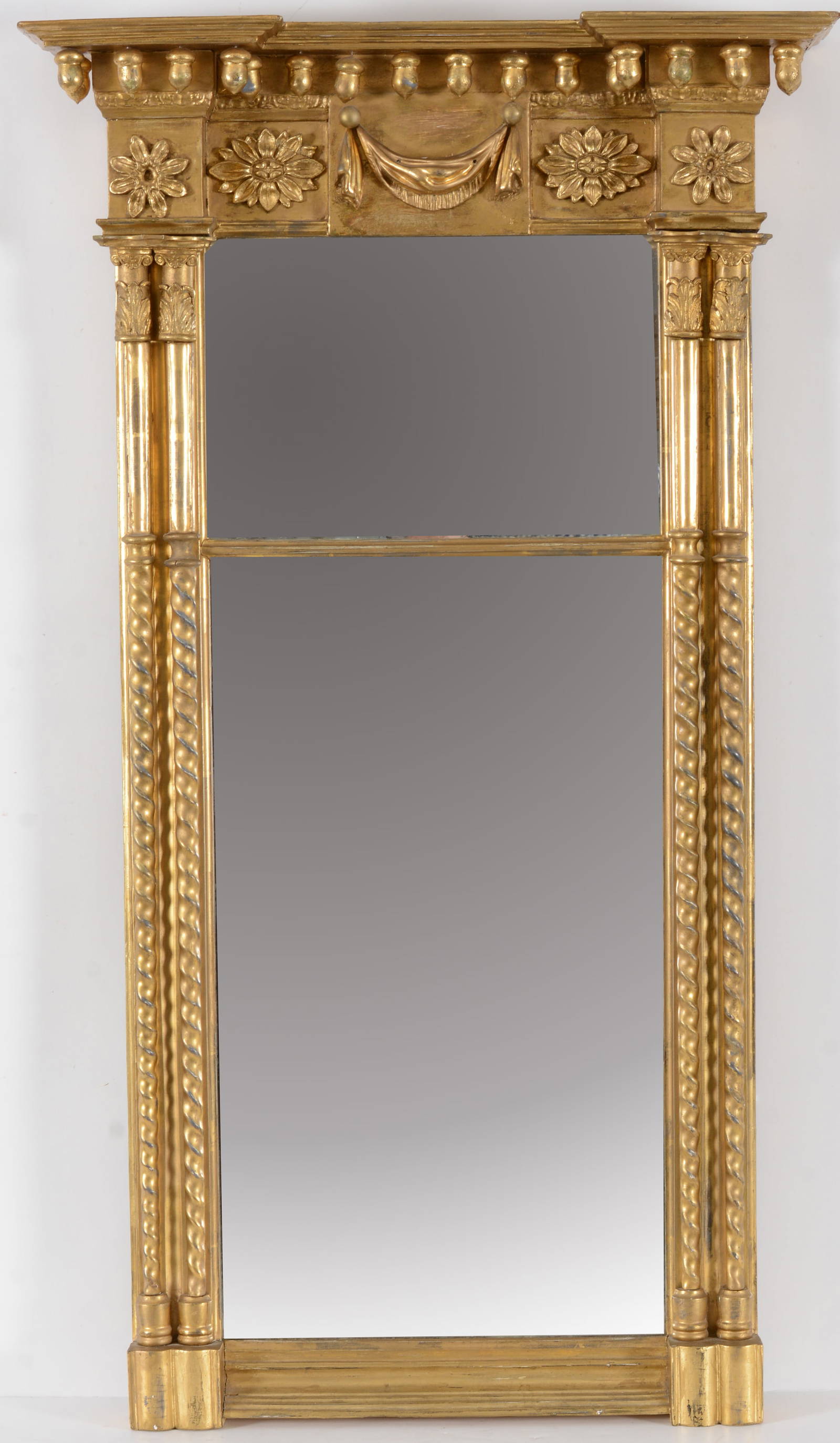 Classical Pier Mirror With Overhanging Cornice And Swag Decoration ...