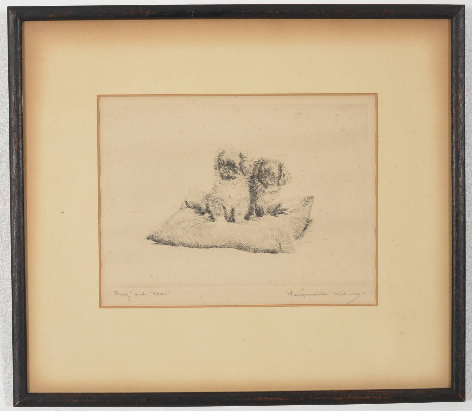 Marguerite Kirmse. "ping And Chow". Etching Of 2 Puppies Seated On A ...