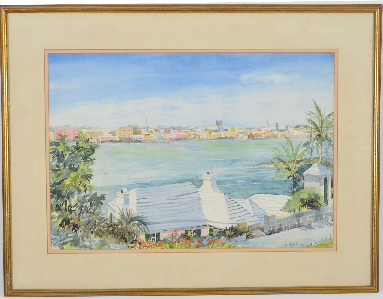 Carol Holding. Original Bermuda Watercolor Painting. House On A Harbor ...