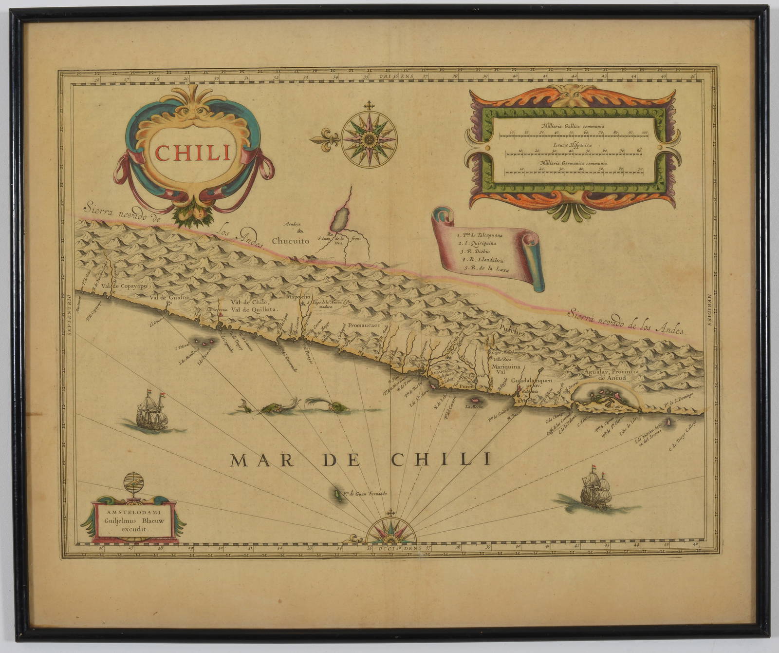 Antique "chili" Map By Blaeu. 2 Sided Framing. Overall: 18.25 X 21.75in ...