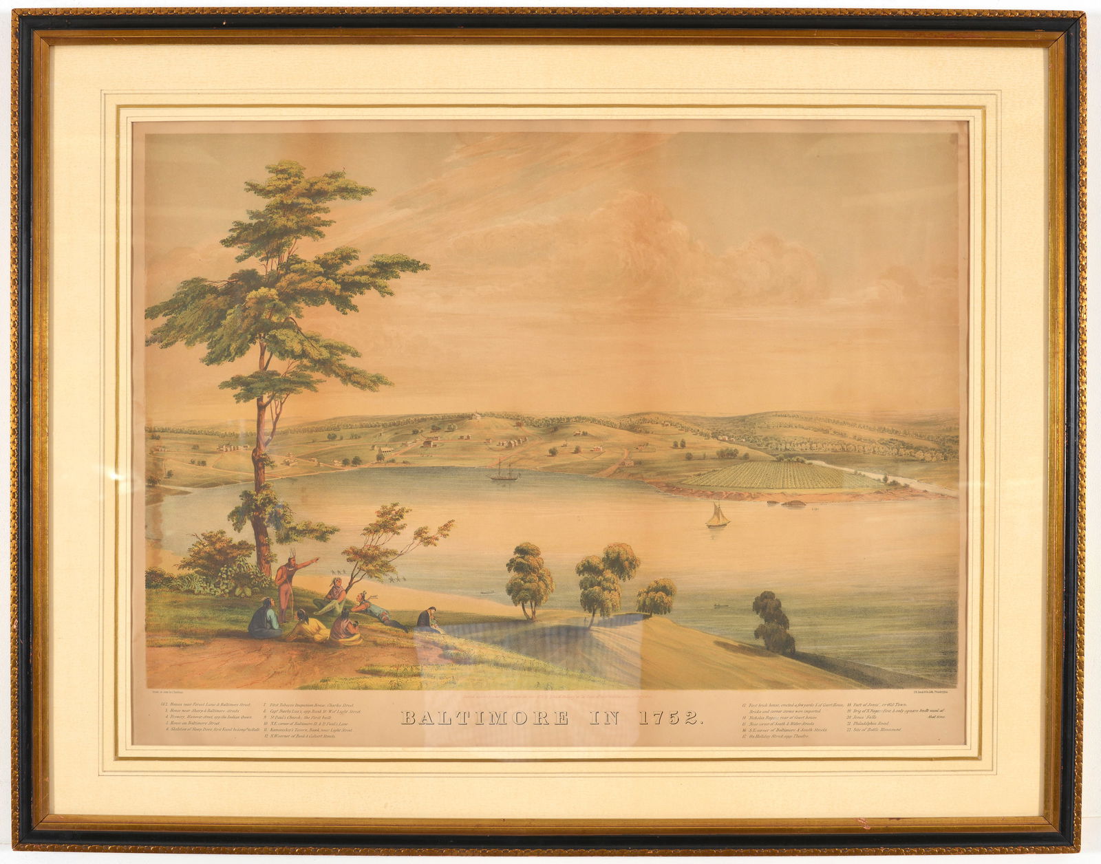 John Backman. "baltimore In 1752". 1856 Color Lithograph View Of The ...