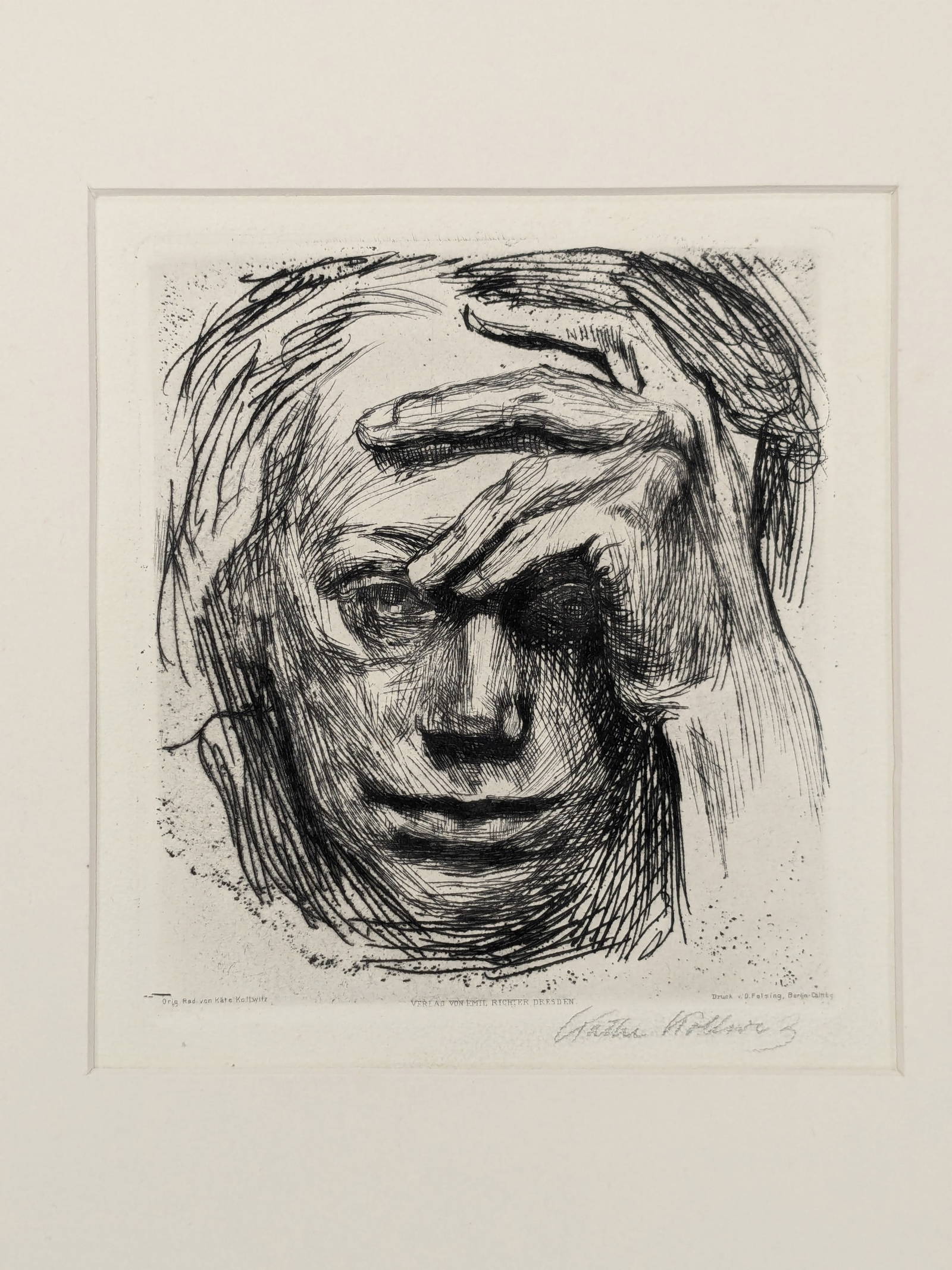 Kathe Kollwitz. "self Portrait, Hand At The Forehead". Etching. Signed ...
