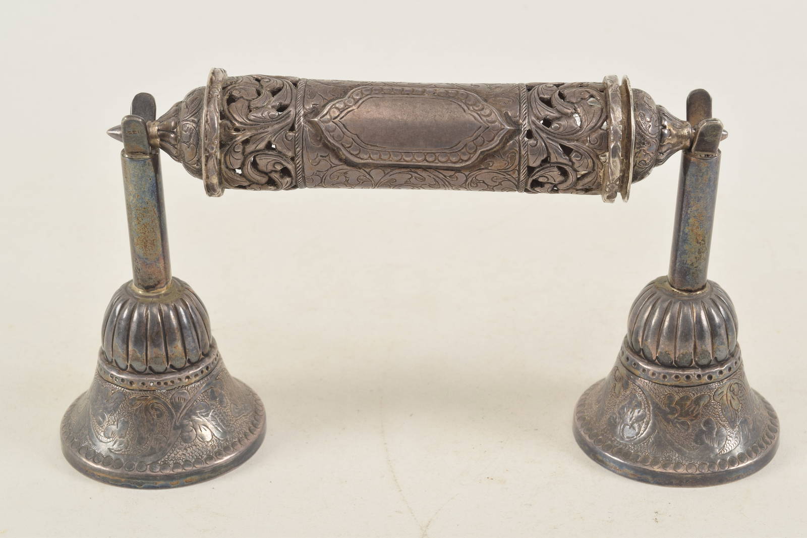 Vintage Sterling Silver Torah Scroll Holder. Bell Form Supports. Marked ...