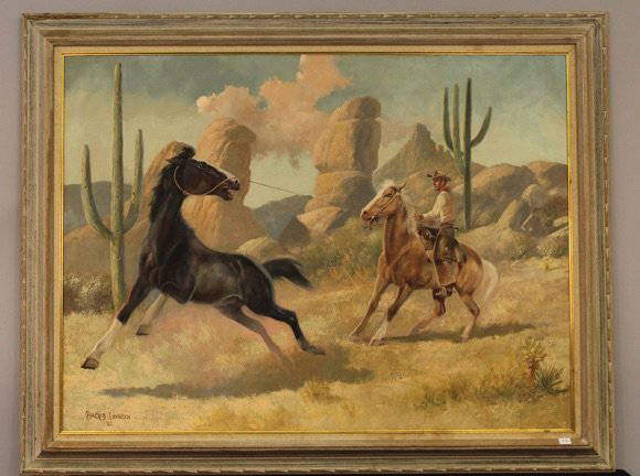 Charles Damrow, Illustration Painting. Cowboy Scene.