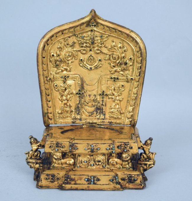 Gilt bronze throne for an image. Nepal. 13th century.